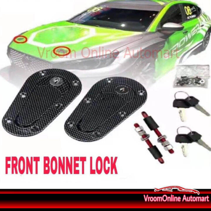 D1 Sanko Carbon Fiber Look / real carbon / black key no key Hood Lock ...