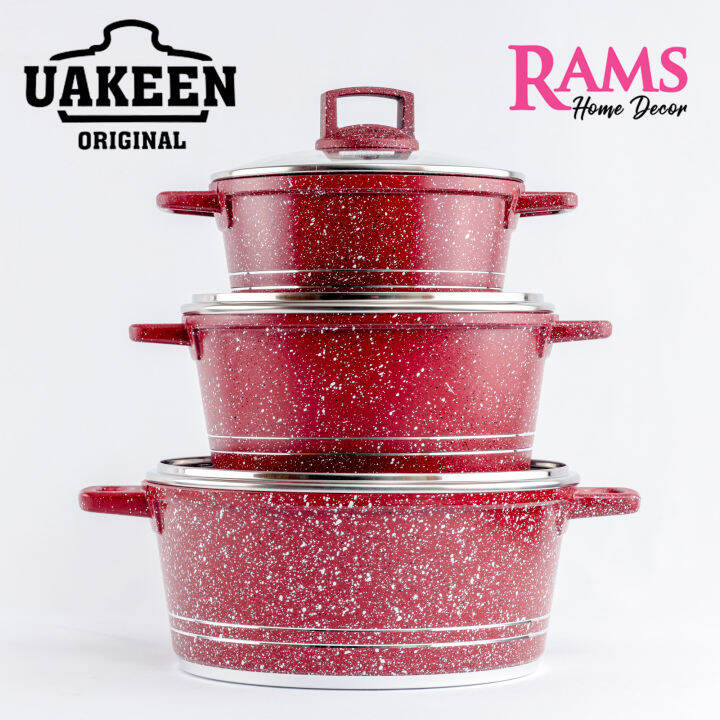 Uakeen by Vaken 6 Pcs Nonstick Aluminium Die Cast Granite Stone ...
