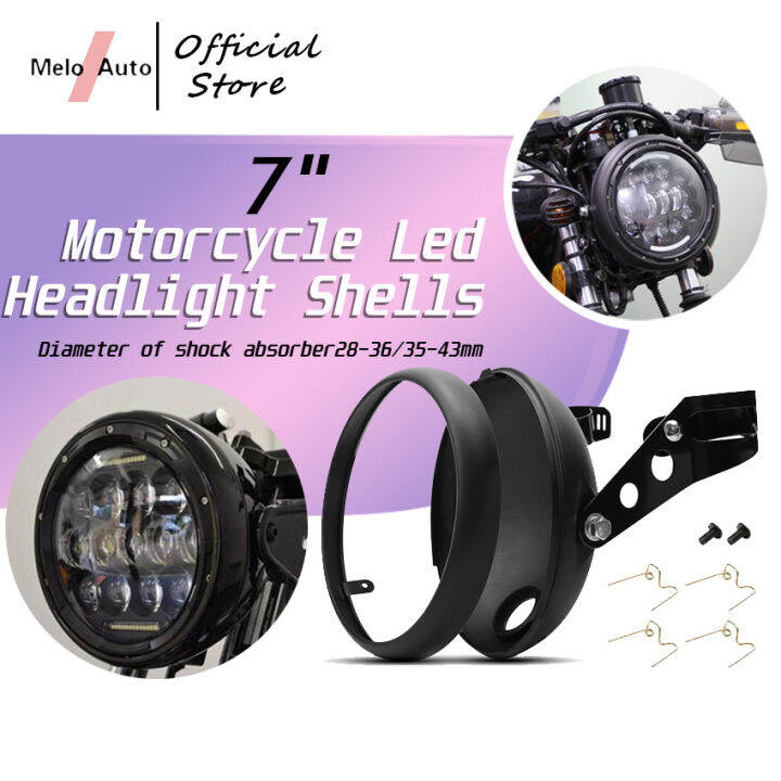 7Inch Retro LED Motorcycle Headlight Shells Case Housing Bucket Trim ...