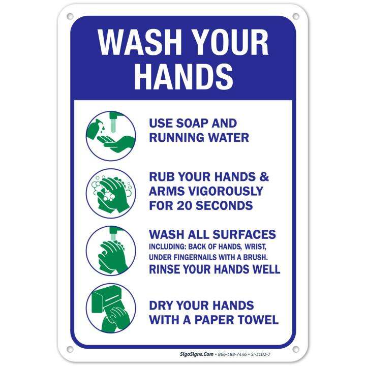 Hand Washing Sign es Handwashing Instruction Sign Rust Free Aluminum ...