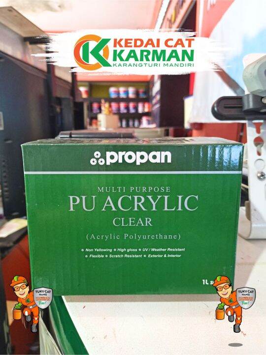 PROPAN PU 91 ACRYLIC EXTERIOR 2K ( 1 LITER ) - PELINDUNG KAYU PERNIS KAYU CLEAR GLOSS | Lazada ...
