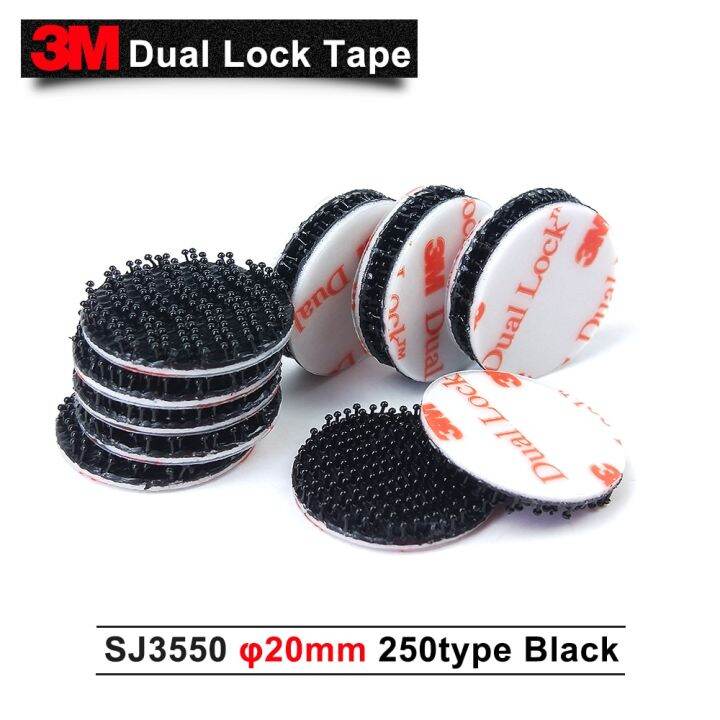 20mm Circle Die Cut 3M Dual Lock SJ3550 Black Reclosable Fastener Adhesive Tape, Type 250 ...