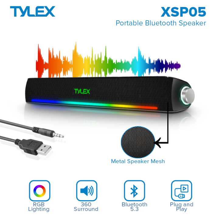Tylex XSP05 Computer Soundbar with 5.3 Bluetooth Speaker Plug & Play ...