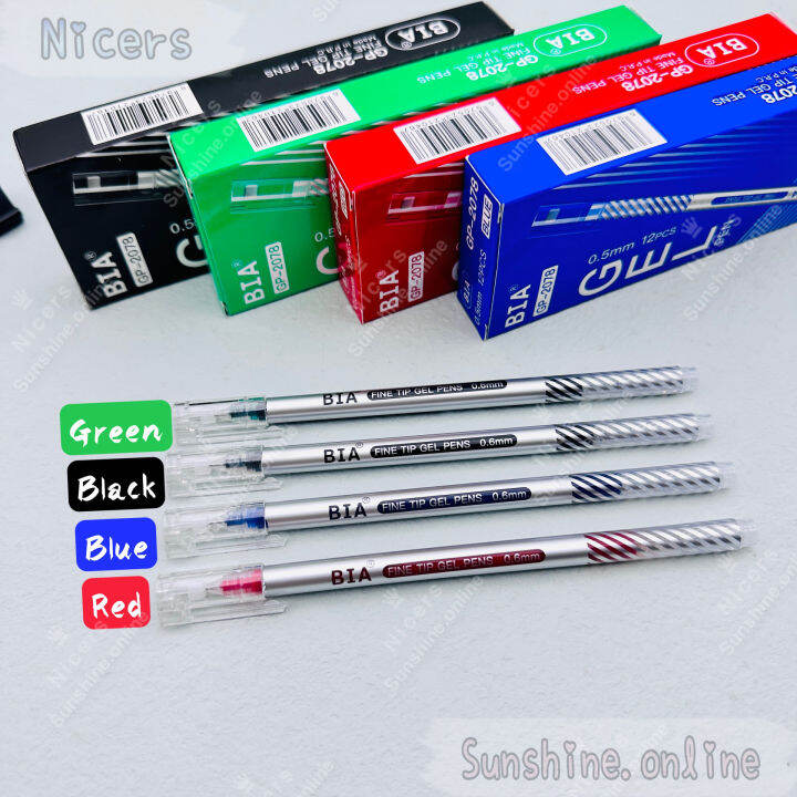 12pcs BIA 0.5mm Fine Tip Gel Pen Sign Pen Simple Style Black /Blue /Red ...