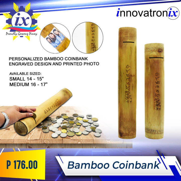 Innovatronix/Tronix Bamboo Coin Bank - Small (15 inches) / Medium (16 ...