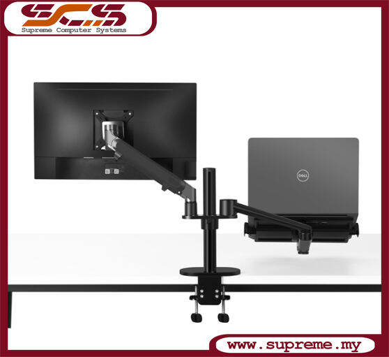 2 In 1 Ergonomic Aluminum Desk With Height Adjustable Flexible Dual LCD ...