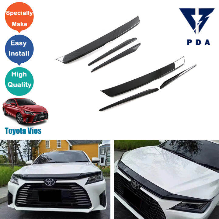 Toyota Vios NGC102 Carbon Fiber Pattern/Glitter Black ABS Hood Trim ...