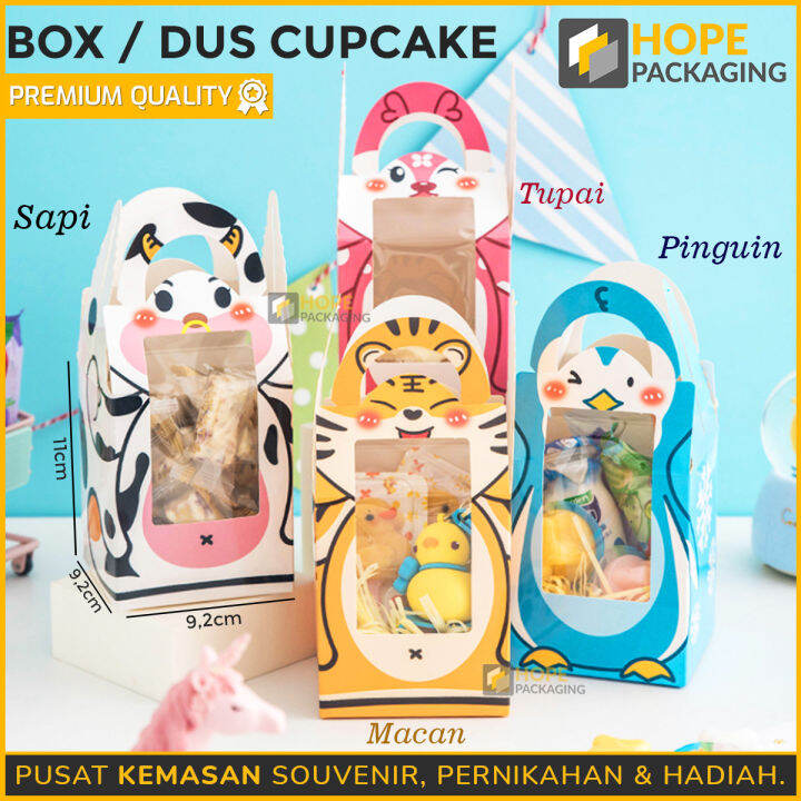 Box / Dus Cupcake Karakter Kotak dengan Jendela / Cake Kraft Kotak ...