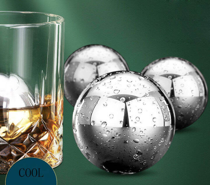 Round Ice Ball Stainless Steel Reusable Chilling Stone Coolers Buckets ...