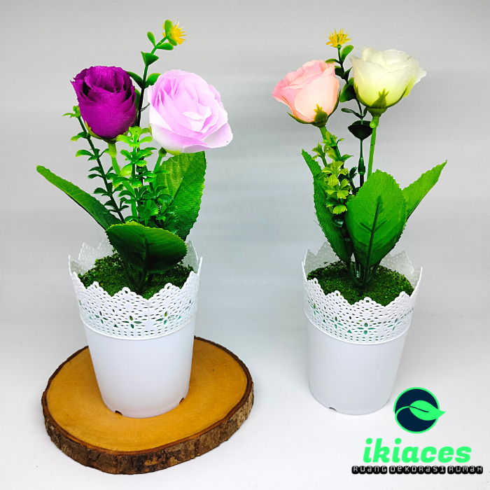 BUNGA MAWAR ARTIFICIAL POT BUNGA MAWAR PLASTIK BUNGA PALSU BUNGA ...