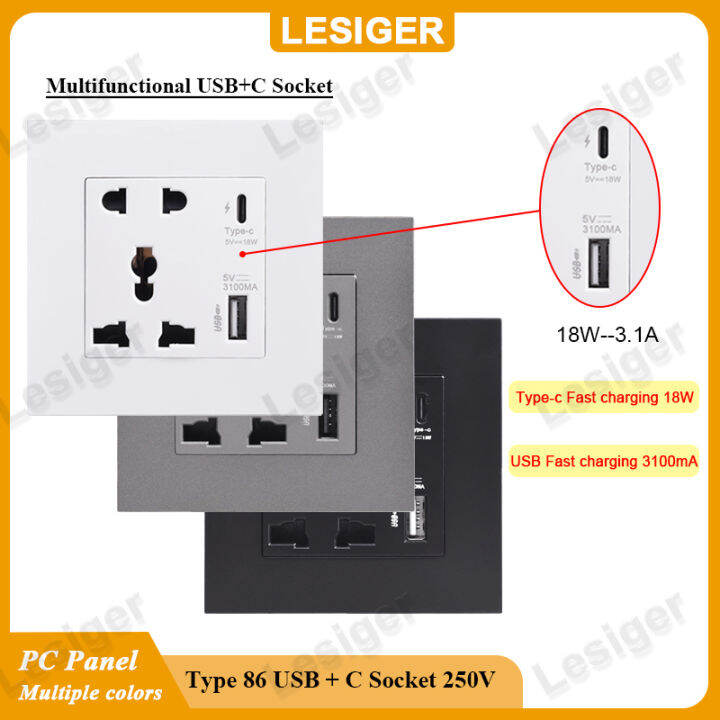 Outlet socket for wall 5-hole universal plug socket wall mounted with ...