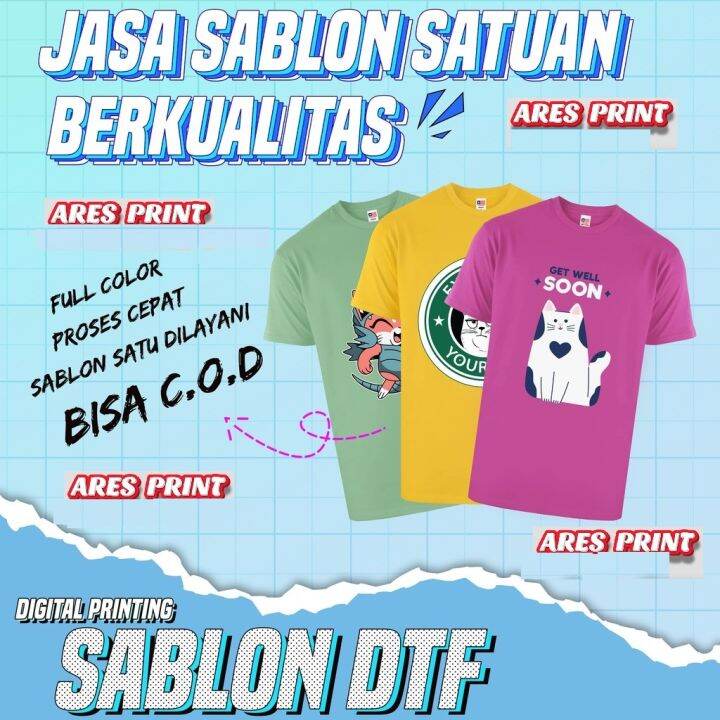 BAJU KAOS SABLON CUSTOM SATUAN FOTO GAMBAR & TULISAN DESAIN SENDIRI DTF | Lazada Indonesia