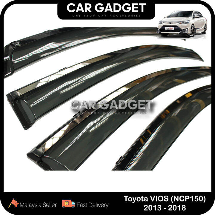 Toyota Vios Door Visor With Steel Chrome Lining Window Shield Deflector ...