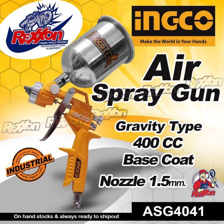 INGCO 400cc Air Spray Gun Gravity Type ASG4041 Rexxon Power Tools ...