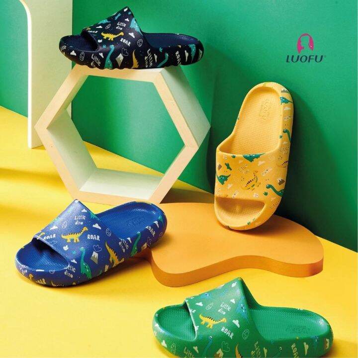 LUOFU Kids Dinosaur EVA Thick Sole Slippers Slides E6224K-E35 | Lazada