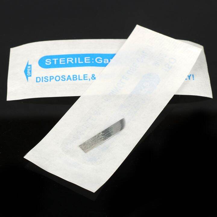 100 Pcs Disposable Microblading Needles 1 Row 14 Pin Permanent Makeup ...