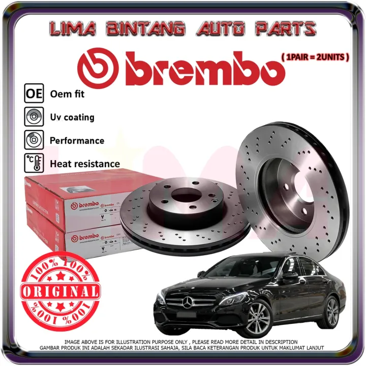 Mercedes Benz C200 C Class ( W205 ) Front Brake Disc Rotor 1Pair Brembo ...