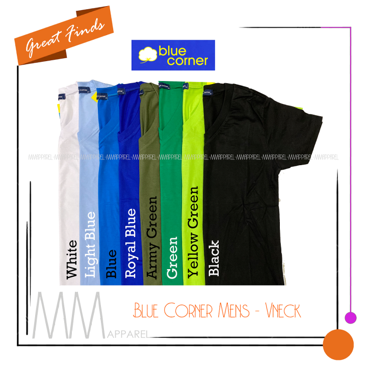 Blue Corner Vneck -- White - Blue - Green | Lazada PH