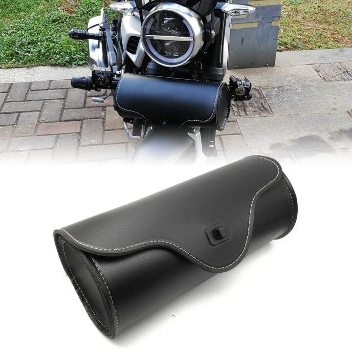Motorcycle Saddlebags Pu Leather Front Fork Tool Bag Luggage For