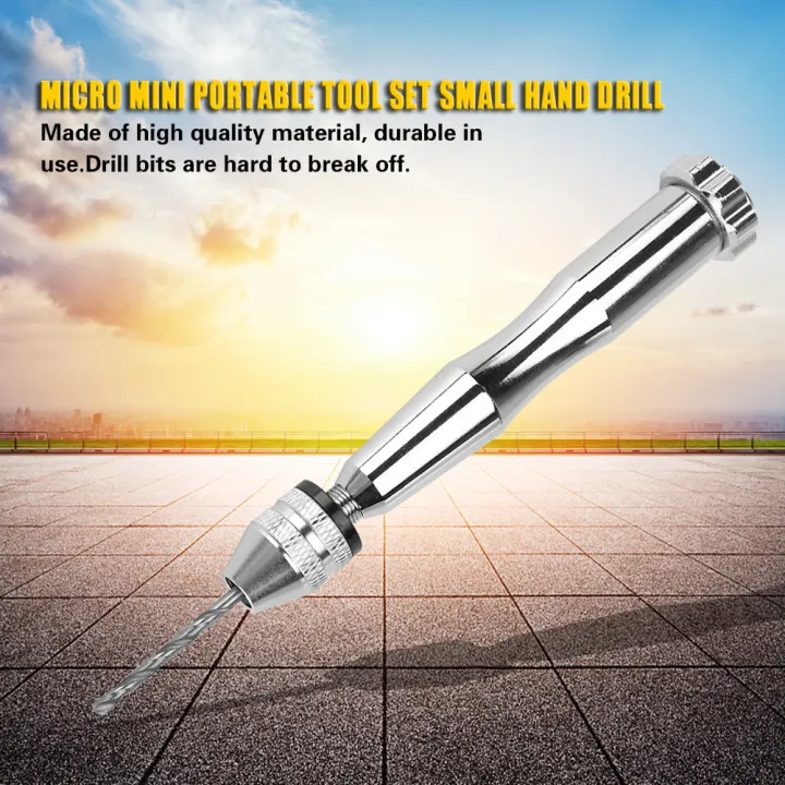 【ราคาถูกสุด】Micro Mini Portable Tool Set Small Hand Drill & 10pcs Twist ...