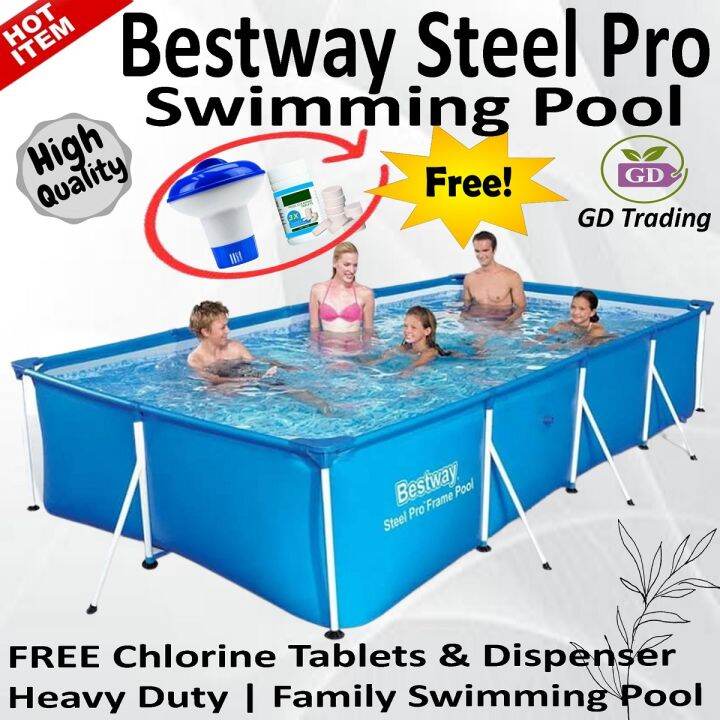 [GD] Bestway Steel Pro Swimming Pool with FREE Pool Cleaning Chlorine ...