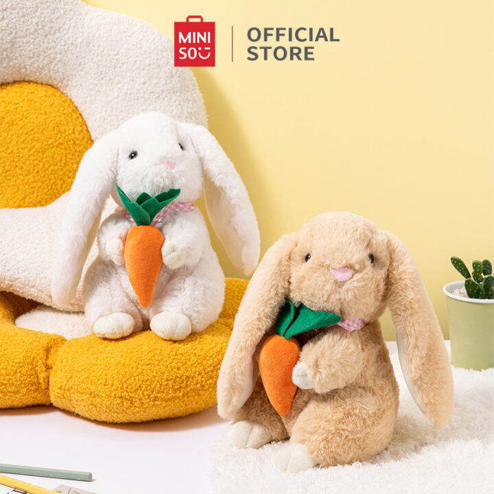 MINISO Lop Ear Rabbit Sitting Plush Toy 20CM Holding Carrot Rabbit ...