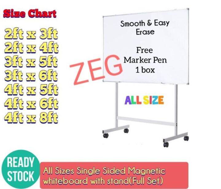 Magnetic Whiteboard With Mobile Stand 2X3 3X4 3X5 3X6 4X4 4X5 4X6 4X8 ...