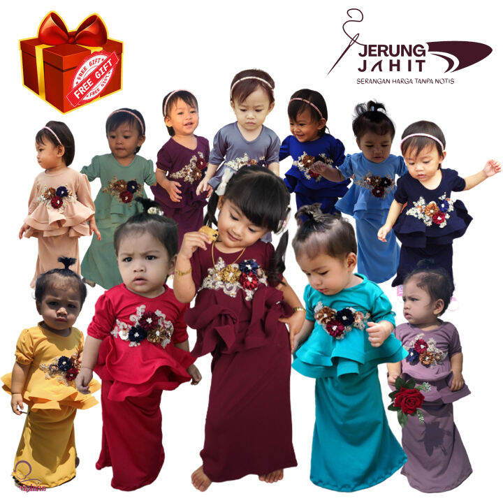 (RAYA 2023) Baju Raya Baby Peplum Kepuk-Kepuk Ara + Freegift | Lazada