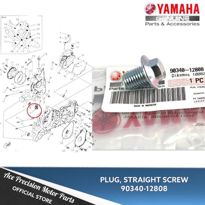 OIL DRAIN PLUG MIO AMORESPORTYSOUL CARBFi 90340-12808 YAMAHA GENUINE ...