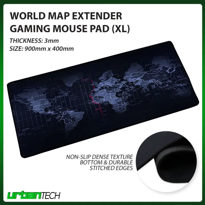 【New】 Extra Large World Map Design Long Extender Mouse Mat 3MM Gaming ...