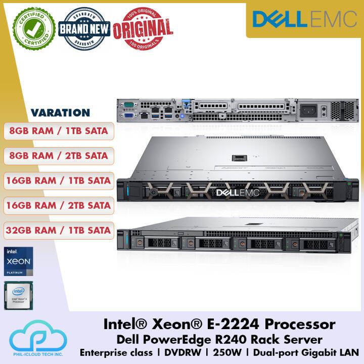 Intel® Xeon® E-2224 Processor | Dell PowerEdge R240 Rack Server | 8GB-16GB-32GB RAM | 1TB-2TB ...