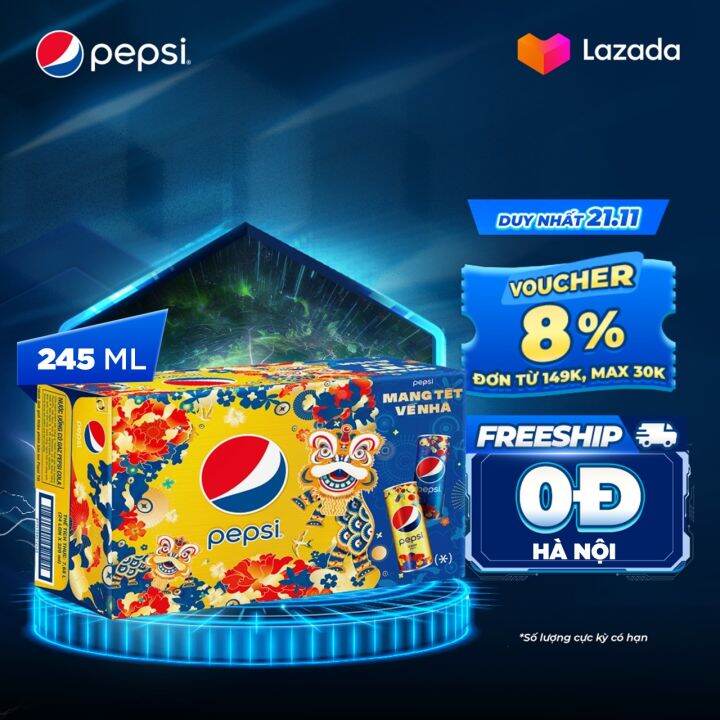[DUY NHẤT 21.11][VC -8% ĐẾN 30K]Thùng 24 Lon Nước Ngọt Có Gaz Pepsi phiên bản "NGÕ" đặc biệt ...