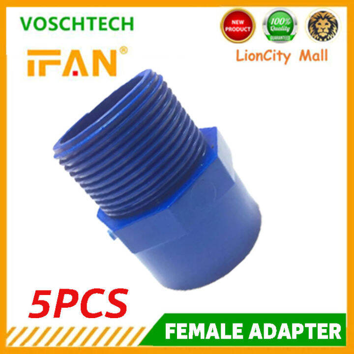 VOSCHTECH 5PCS 1/2″ 3/4″ 1″ 1 1/4″ 1 1/2″ 2″ PVC Blue Fittings Male ...