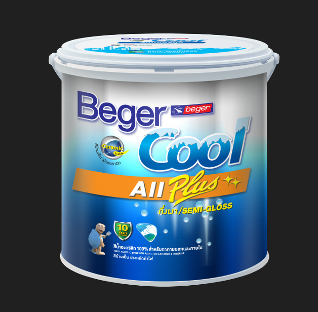 Beger Cool All Plus คูลออลพลัส กึ่งเงา ขนาด 3 ลิตร สีทาภายนอกเกรด 10 ปี สีตามสั่ง | Lazada.co.th