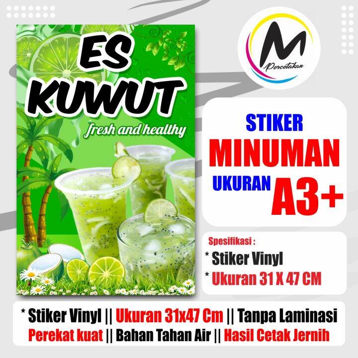 CETAK STIKER ES KUWUT / STIKER MINUMAN / STIKER GEROBAK / STIKER A3 ...
