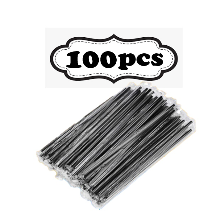 [100pcs Pack]Slim Pointed Hard Straw 6mm*21cm/23cm Individually Packed ...
