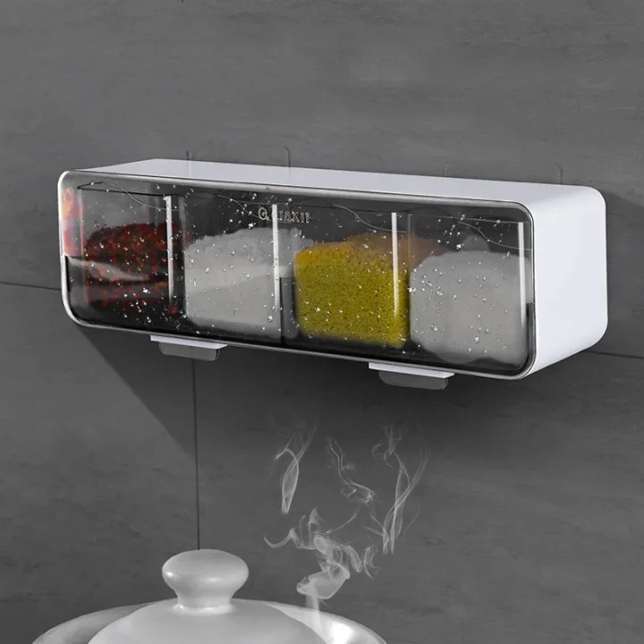 Wall-mounted seasoning box set household combination kitchen 4 in 1 ...