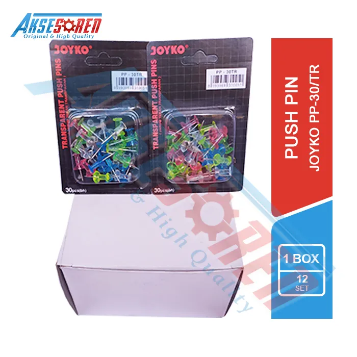 PAKU PUSH PIN TRANSPARENT JOYKO [PP-30TR/12 PCS] / ALAT KUSUK / PAKU ...