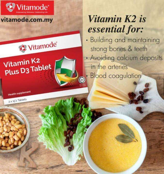 VITAMODE VITAMIN K2 PLUS D3 4X15 TAB EXP: 16/2/2024 | Lazada