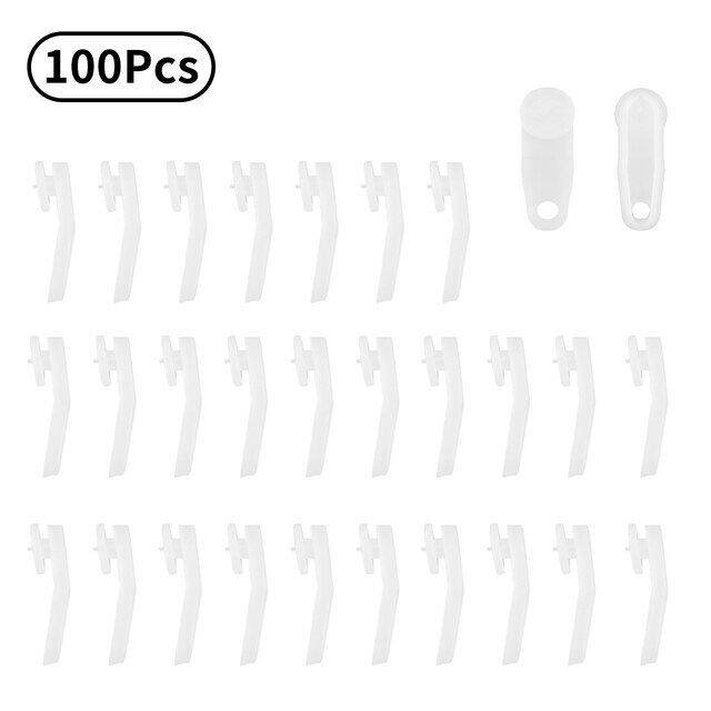 100 Curtain Track Glider Hooks White Plastic Snap-in Curtain Rail Track ...