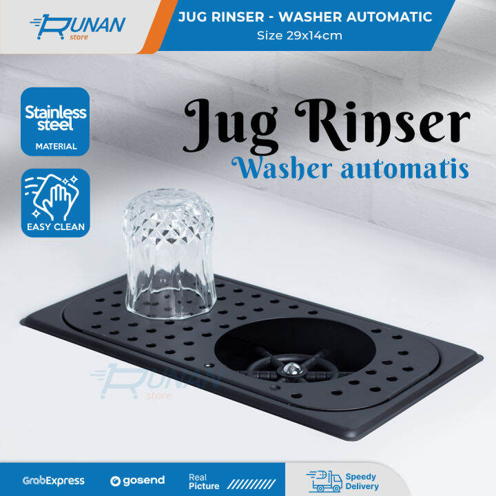 Jug Rinser with Drip Tray Stainless 32.5cm Glass Rinser Washer Cup Bar ...