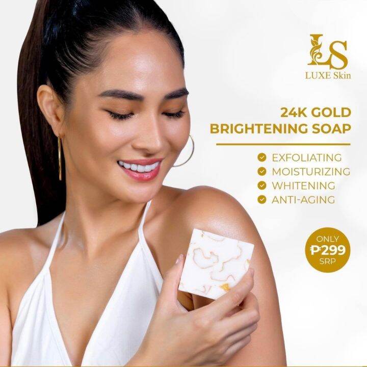 Luxe Skin 24K Gold Brightening Soap 135g With Exfoliating Moisturizing Whitening and Anti-Aging ...