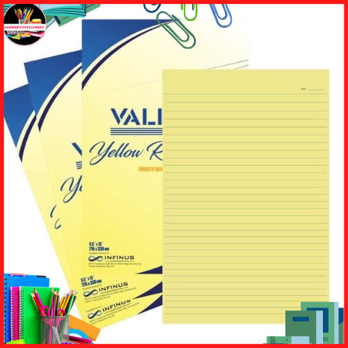 Valiant Yellow Ruled Pad (Smooth Quality Paper 90 Leaves 215x330mm ...