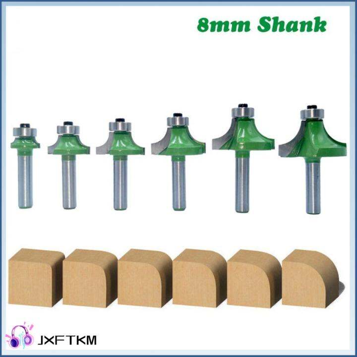 JXFTKM 8mm Shank Router Bits with Bearing Corner Round Wood Carving ...