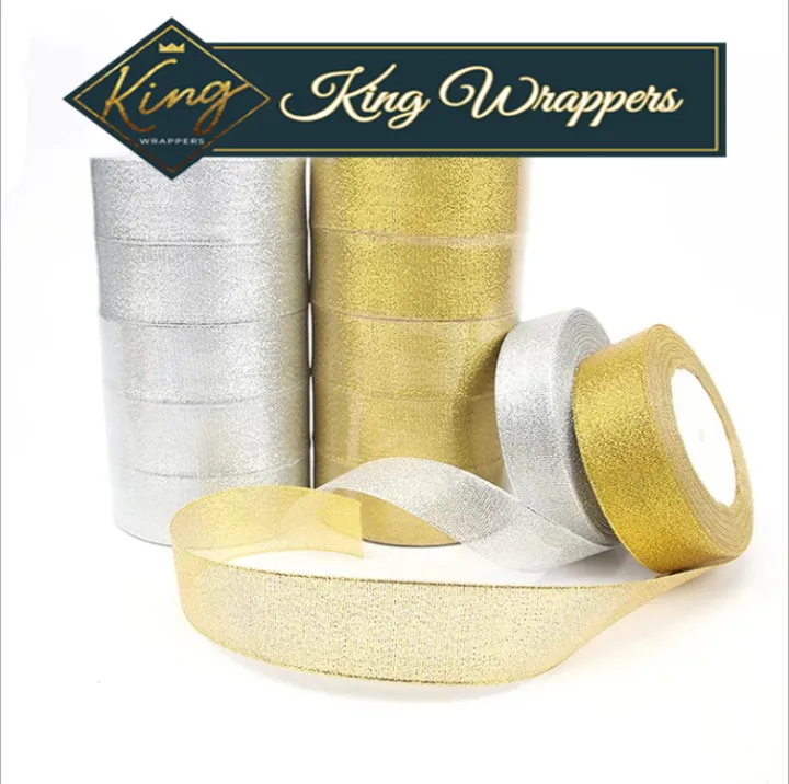 25yards/roll - Gold and Silver Metallic Ribbon Gift Ribbon Flower ...