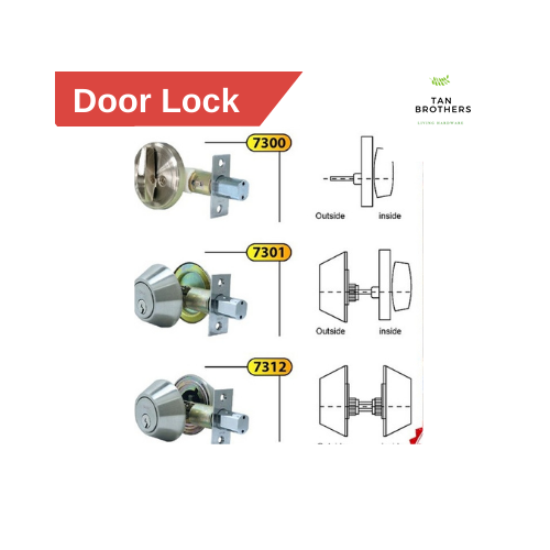 AMAN LOCKSET DEADBOLT LOCK-SINGLE CYLINDER 7300 SERIES WITH 3 KEYS SET ...
