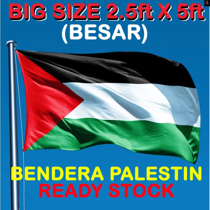 (BIG SIZE) Bendera Palestin 2.5 x 5 Feet Flag Palestine Country Besar ...