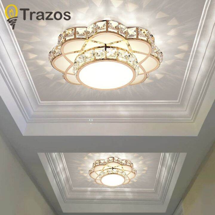 TRAZOS Fashion Flower Crystal LED Aisle Ceiling Lights Chandelier Lamps ...