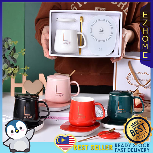 EZ Home® Keep Warm Cup 55° Degree Constant Temperature Mug Smart Warmer Coffee Cup Cawan Panas ...
