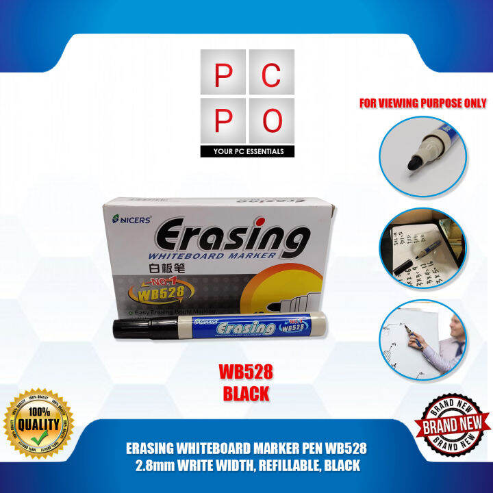 ERASING WHITEBOARD MARKER PEN WB528 2.8mm WRITE WIDTH, REFILLABLE ...